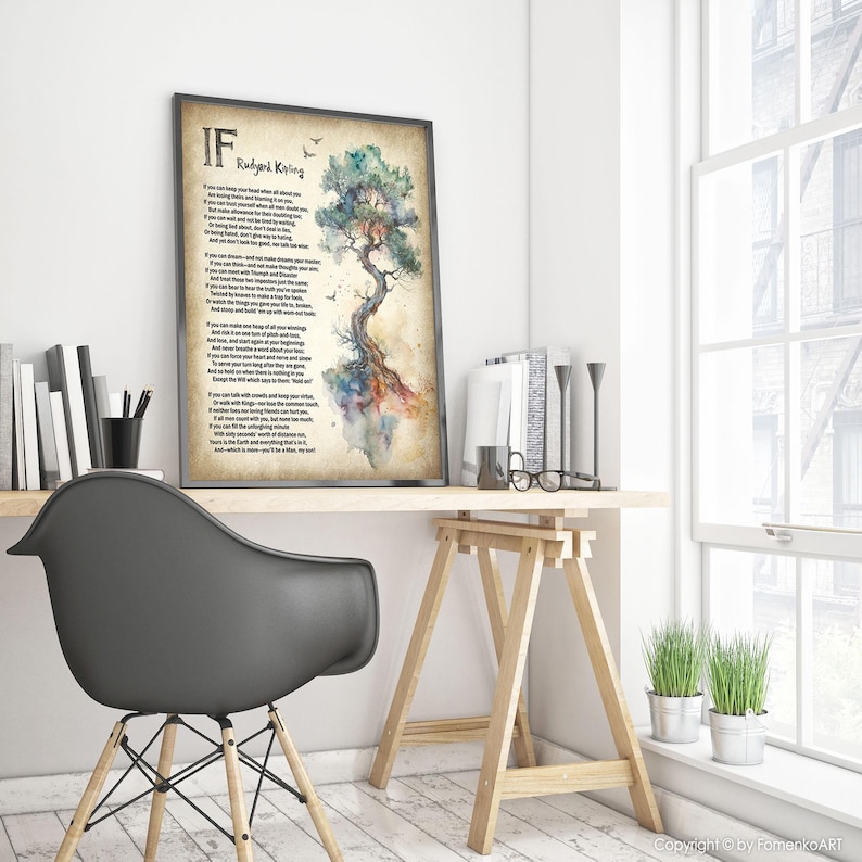 If Poem Print Rudyard Kipling Printable Wall Art Poetry Inspirational ...