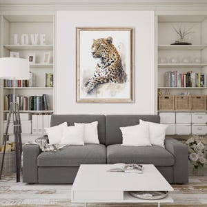 Female Leopard Print Wall Art - Watercolor Painting, Wild Animal ...