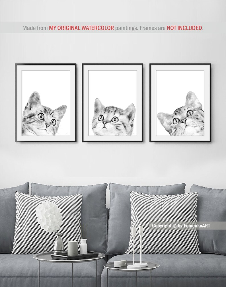 Tabby Cat Art Nursery Print Home Decor Wall Art Original - Etsy
