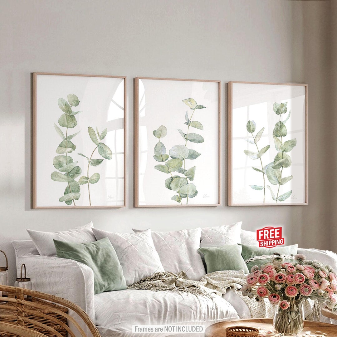 Eucalyptus Prints Bathroom Wall Decor Farmhouse Botanical Poster Set of ...