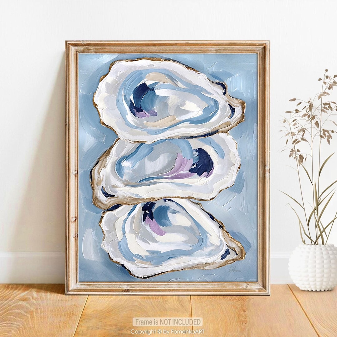 Coastal Oysters Wall Art - Print of My Oil Painting, Abstract Beach ...