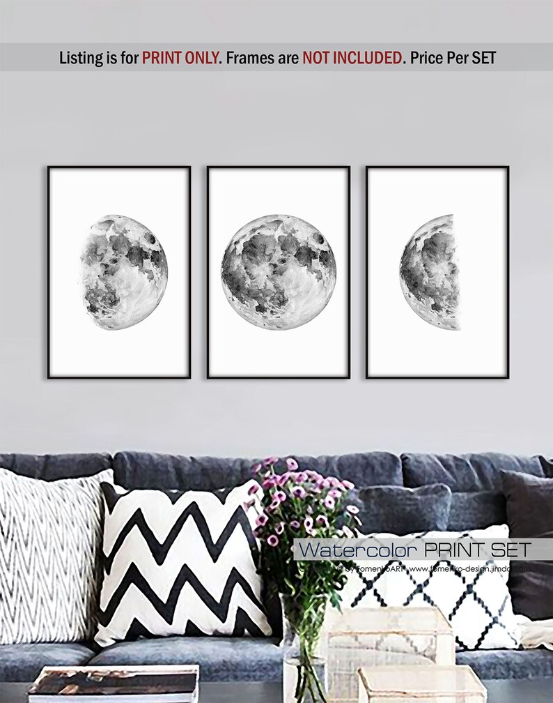 Moon print Moon wall decor Bedroom wall decor Living room wall | Etsy