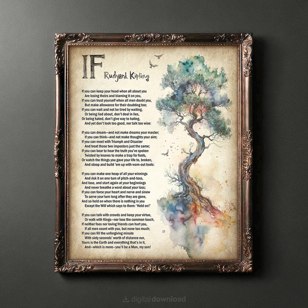 If Poem Print Rudyard Kipling Printable Wall Art Poetry Inspirational ...
