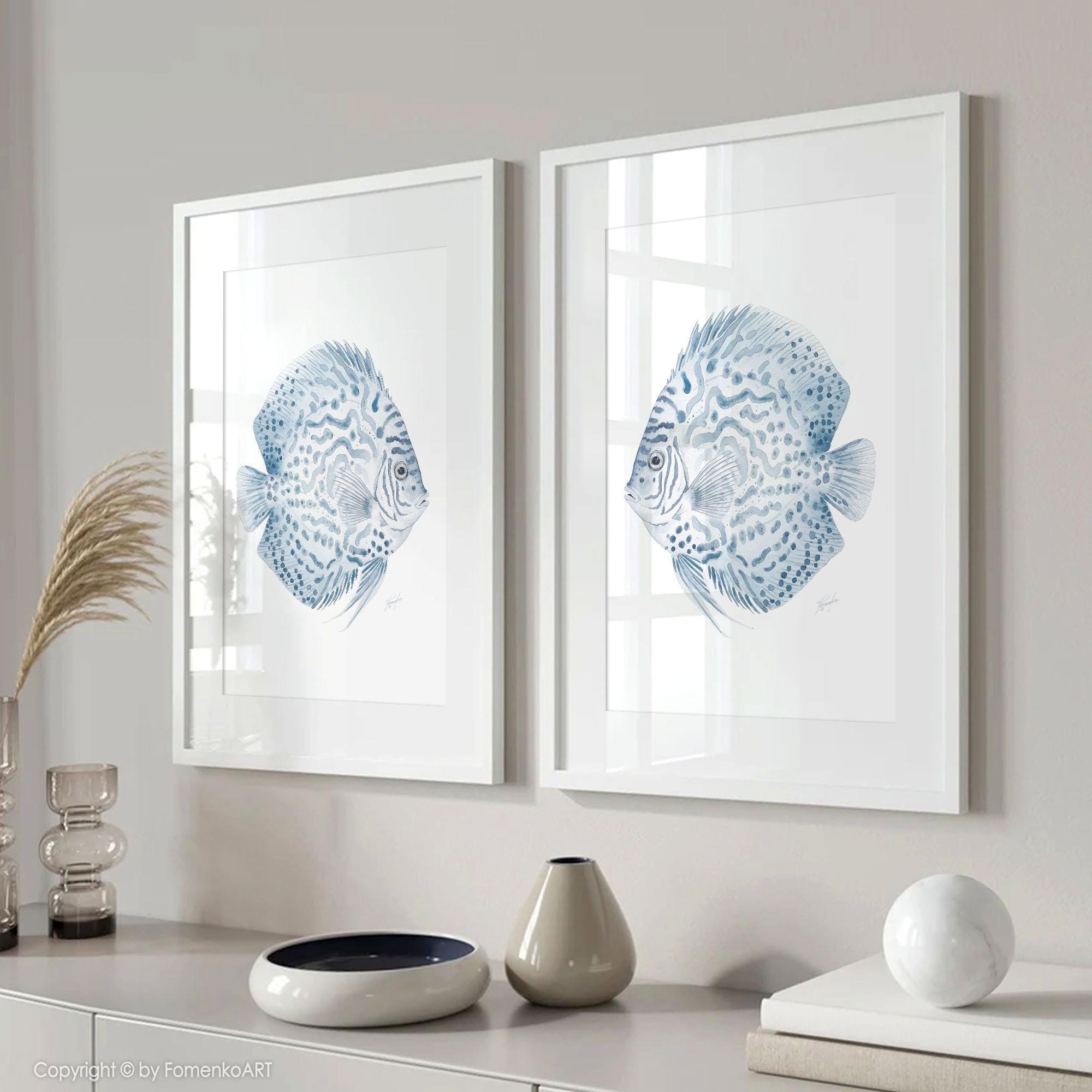 Discus Fish Wall Art Prints Coastal Nautical Beach House Decor ...