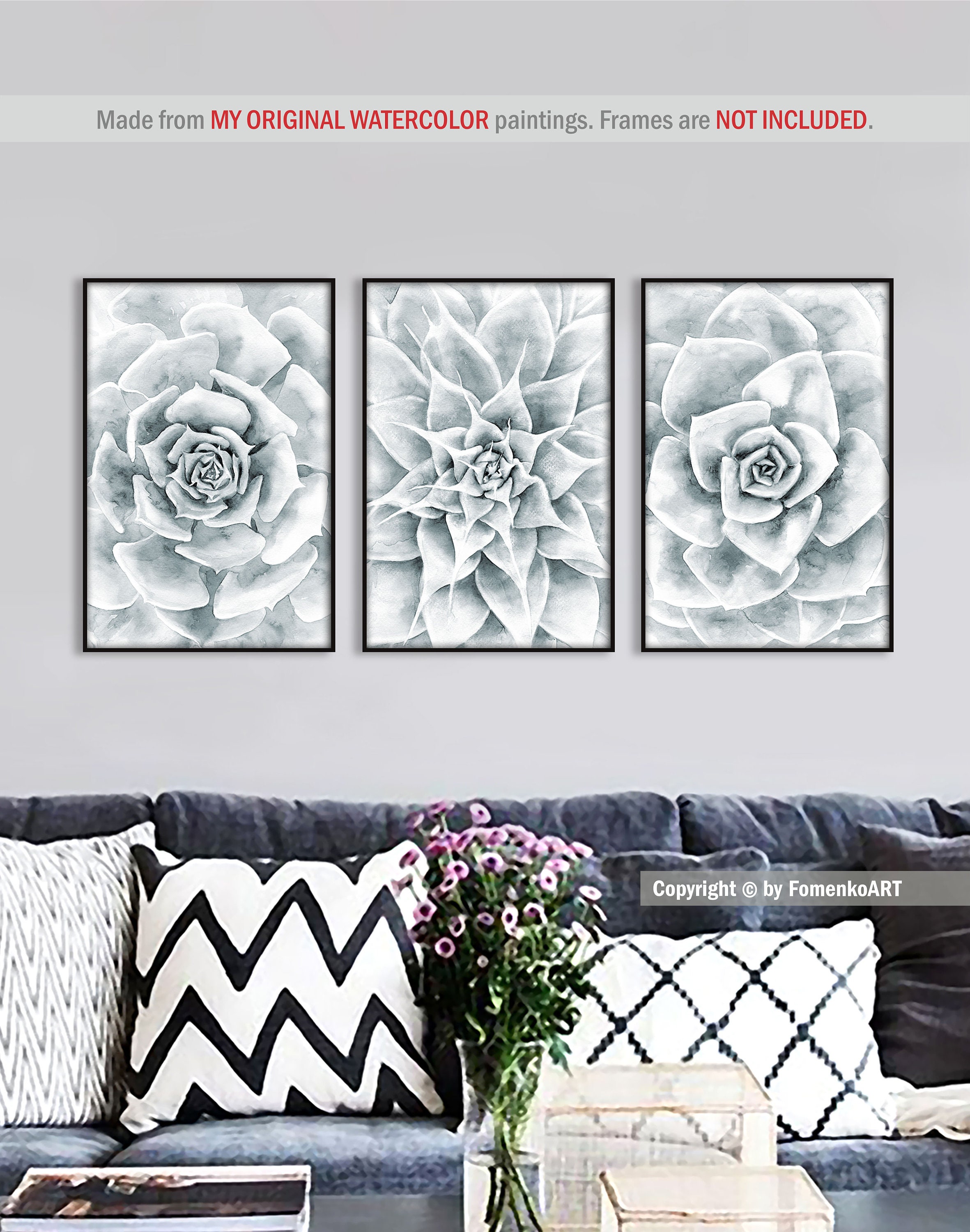 Cactus print Living room wall decor Living room Wall art print | Etsy