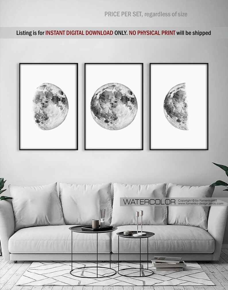 Moon wall art Moon decor Space wall art Dining room wall decor | Etsy