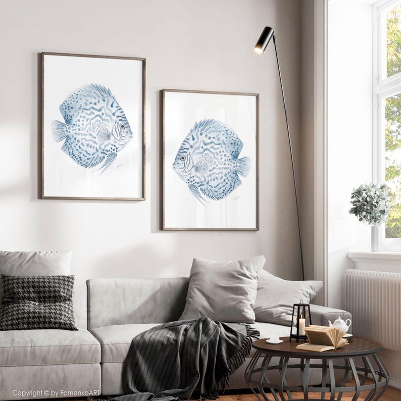 Discus Fish Wall Art Prints Coastal Nautical Beach House Decor ...