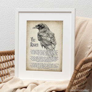 The Raven Poem Edgar Allan Poe, Printable Wall Art Nevermore Print ...