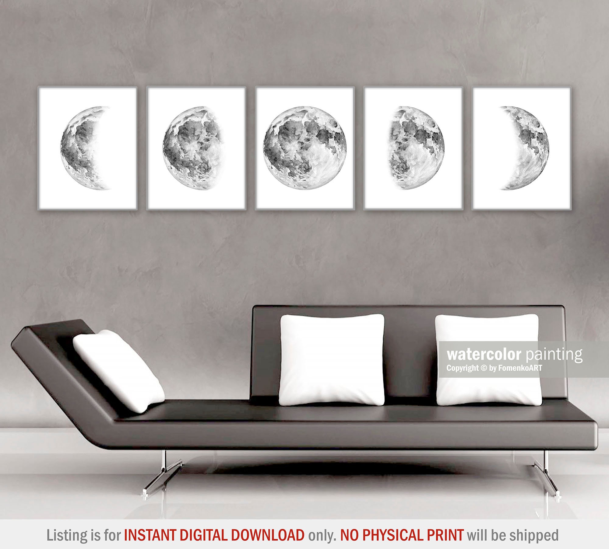 Digital Drawing & Illustration Art & Collectibles Moon Phase Prints ...