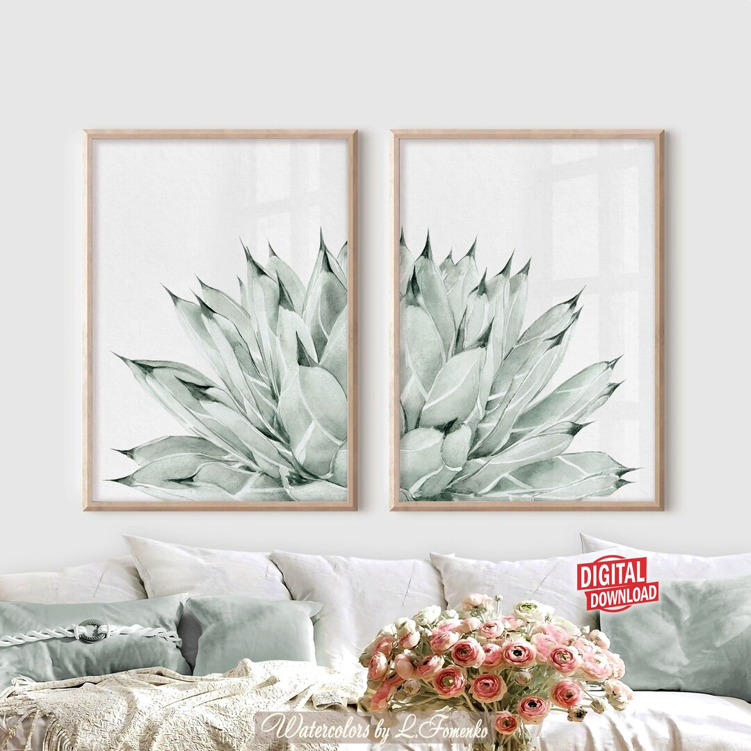 Watercolor Cactus Printable, Digital Download Wall Art Boho Succulent ...