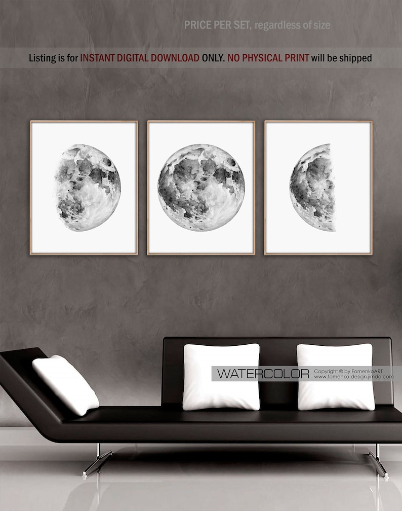 Moon wall art Moon decor Space wall art Dining room wall decor | Etsy