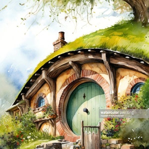 The Hobbit Hole Art LOTR Poster Decor Lord of the Rings Hobbitcore ...