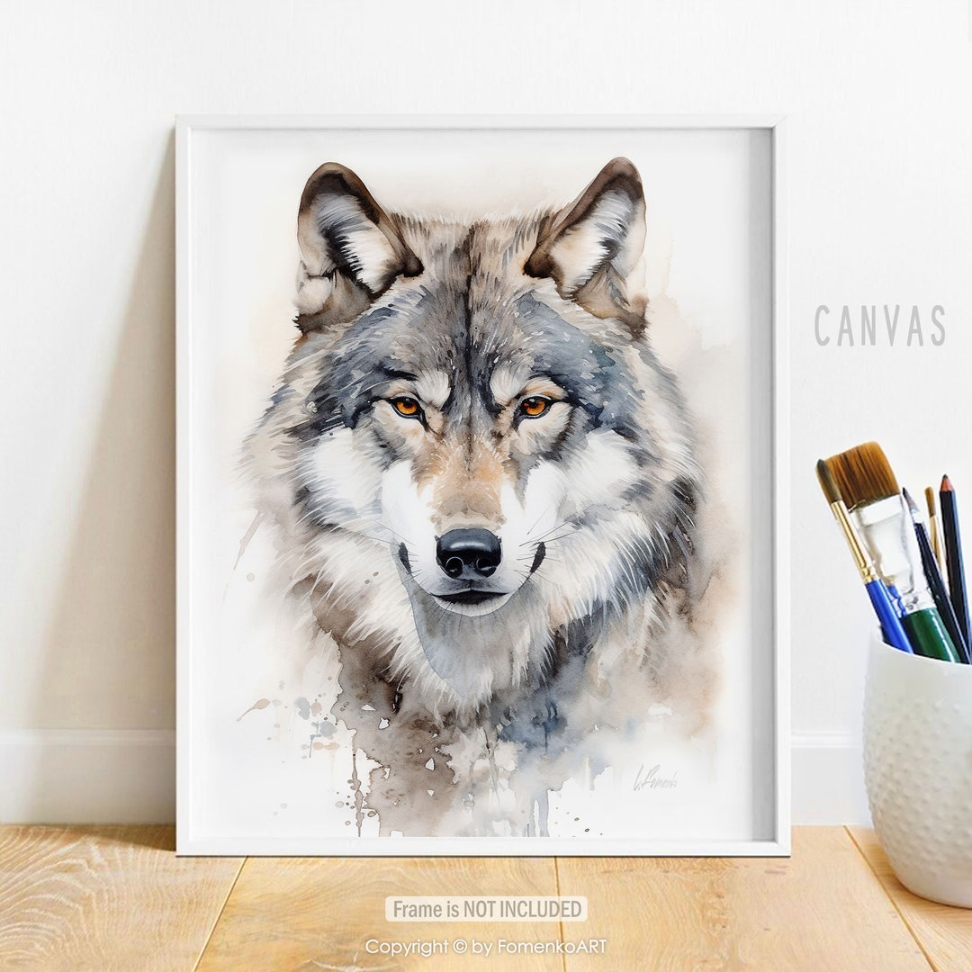Wolf Painting Canvas Print Bedroom Wall Decor Animal - Etsy