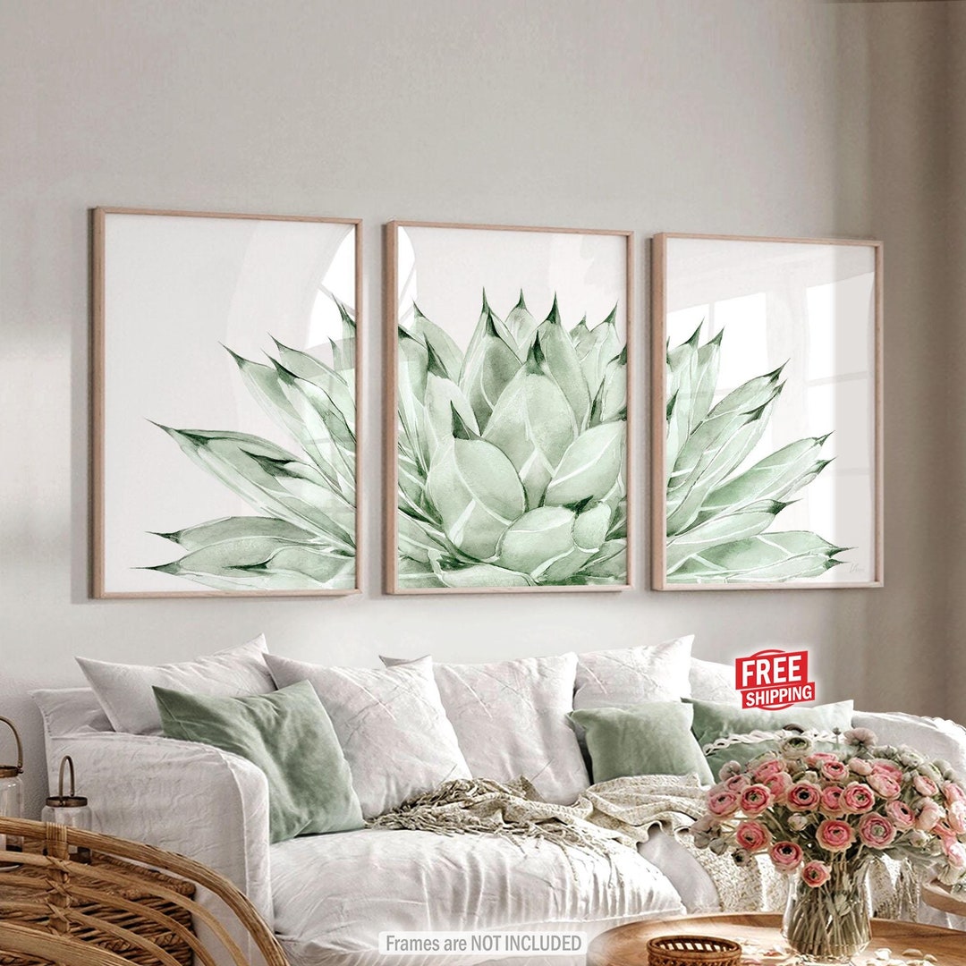 Cactus Art Print Set of 3 Bedroom Wall Decor Over the Bed Wall Dec Sage ...