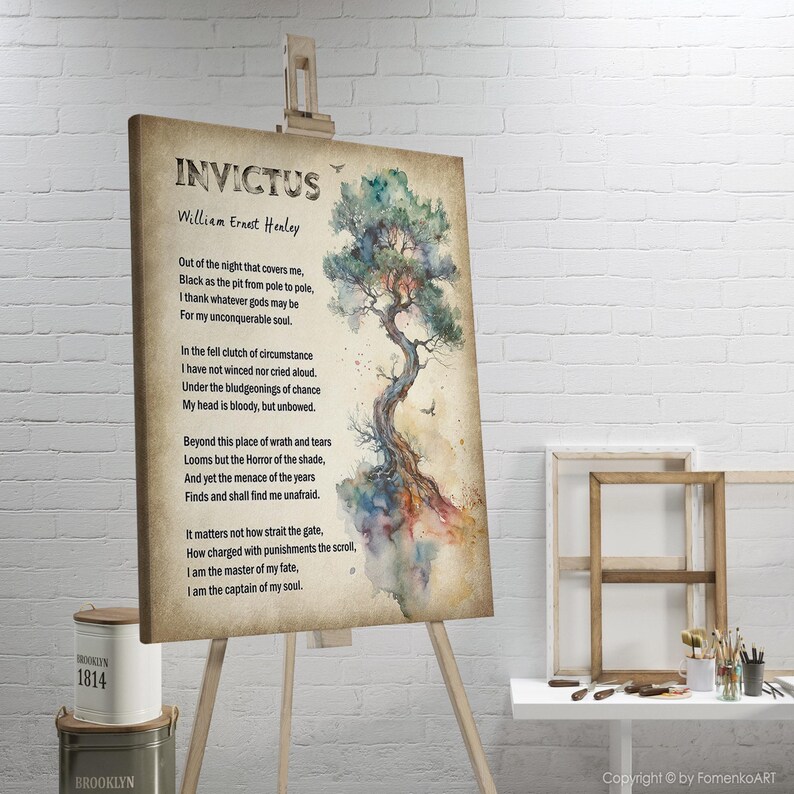 Invictus Poem Print Poetry Printable Wall Art, William Ernest Henley ...