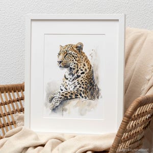 Female Leopard Print Wall Art - Watercolor Painting, Wild Animal ...