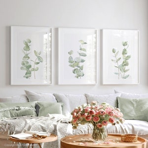 Eucalyptus Prints Bathroom Wall Decor Farmhouse Botanical Poster Set of ...