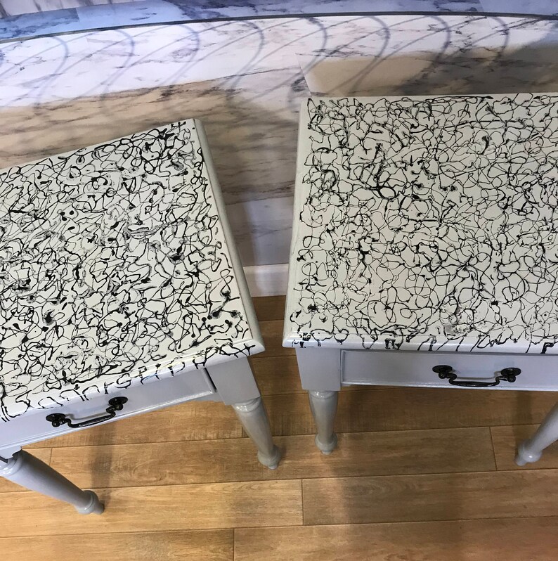 Jackson Pollock Inspired Hand Painted Side Tables - Etsy