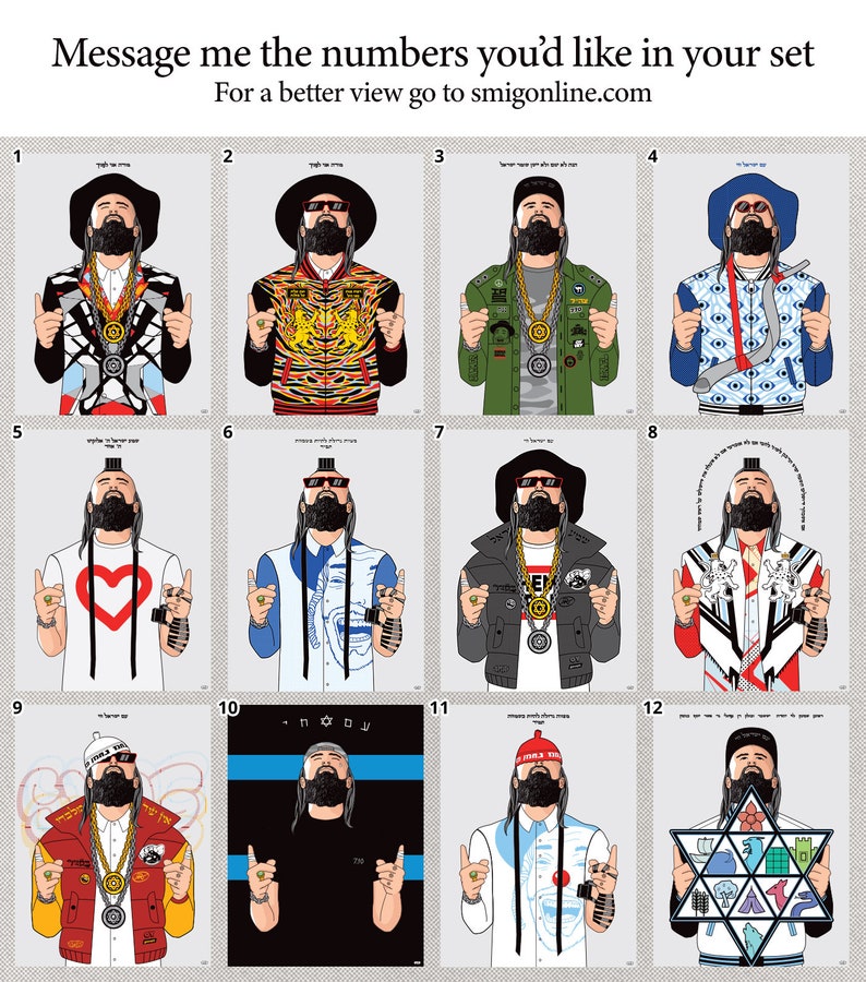 Jewish Art Print Sets. Original Gift Idea. the Jewish Clown Nachman ...