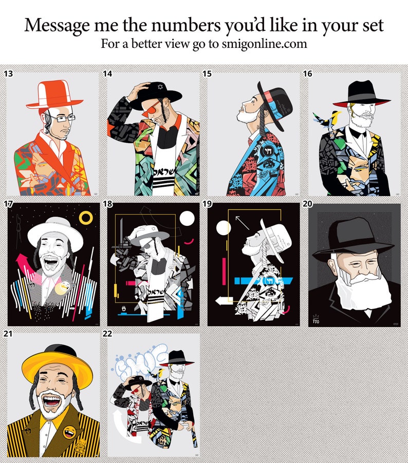 Jewish Art Print Sets. Original Gift Idea. the Jewish Clown Nachman ...