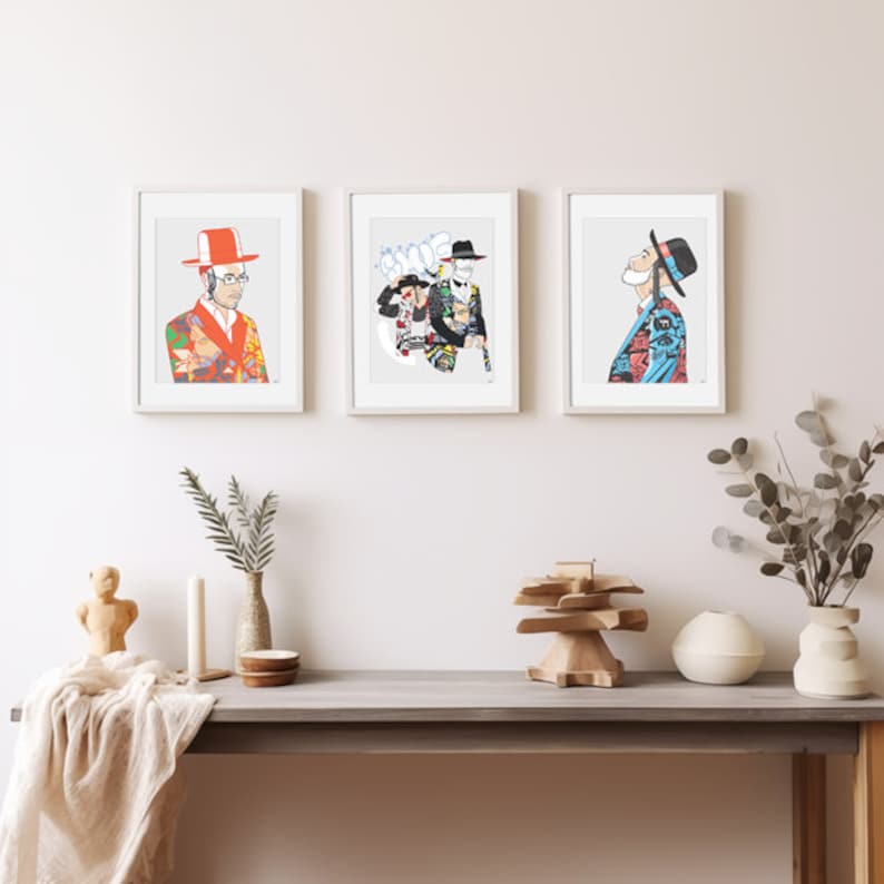 Jewish Art Print Sets. Original Gift Idea. Graffiti, Stylish, Hassidic ...