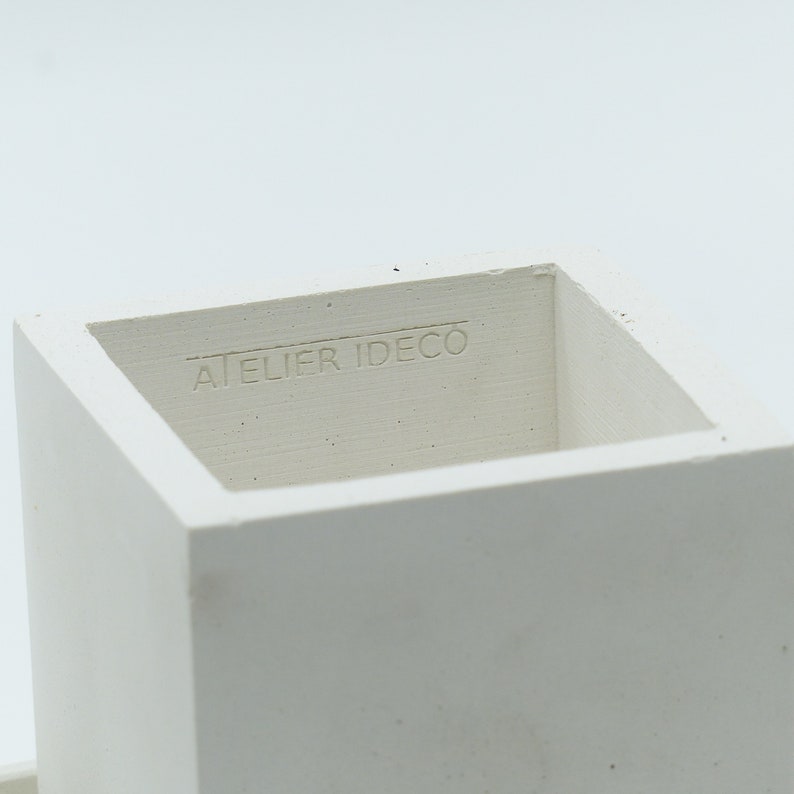 Atelier Ideco Modern White Cube Concrete Planter Box With - Etsy