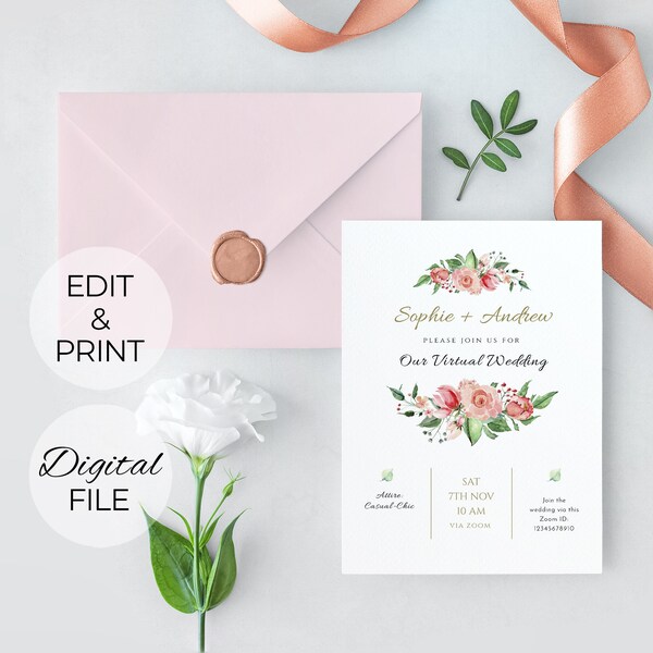 Zoom Wedding Invitation - Etsy