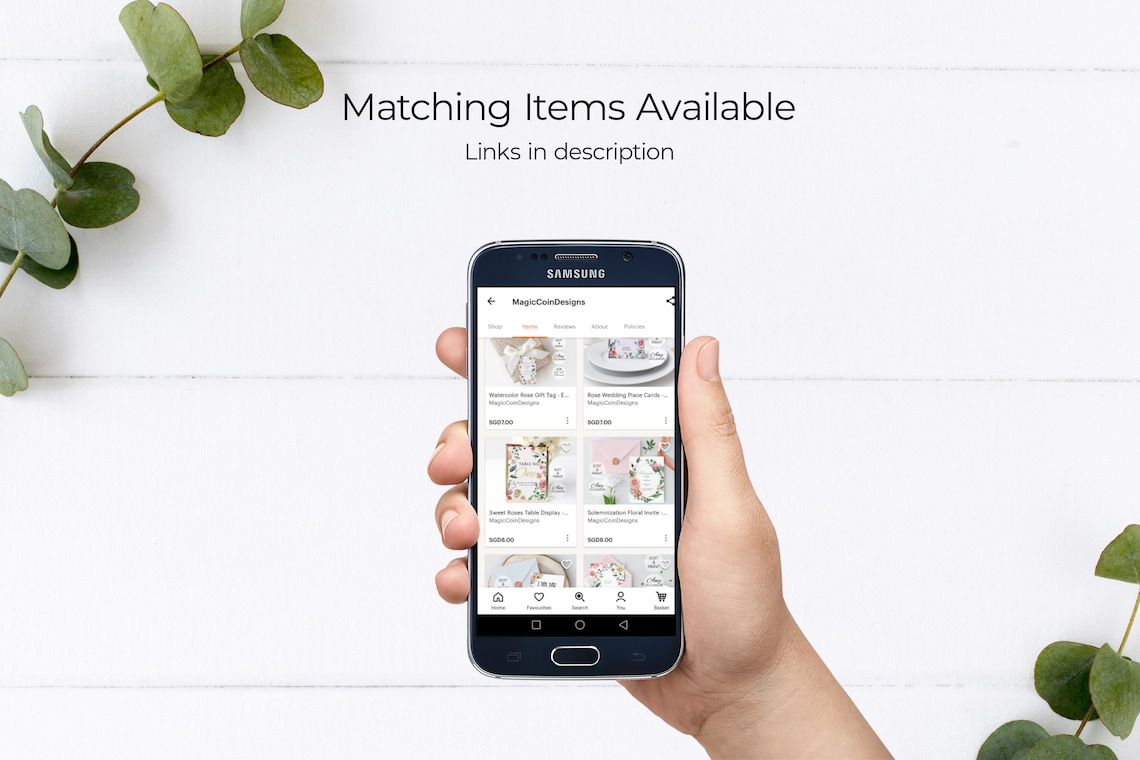 Rose Place Cards, Table Seating Card, Place Cards Wedding Printable ...