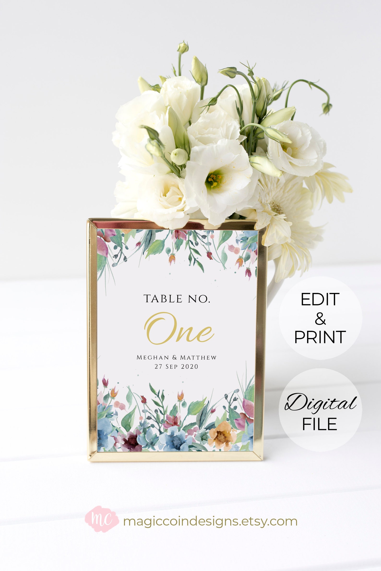 Colorful Flowers Wedding Table Number Floral Table Number - Etsy