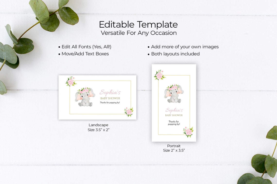 Elephant Baby Shower Favor Tag Baby Elephant Gift Tag - Etsy Singapore