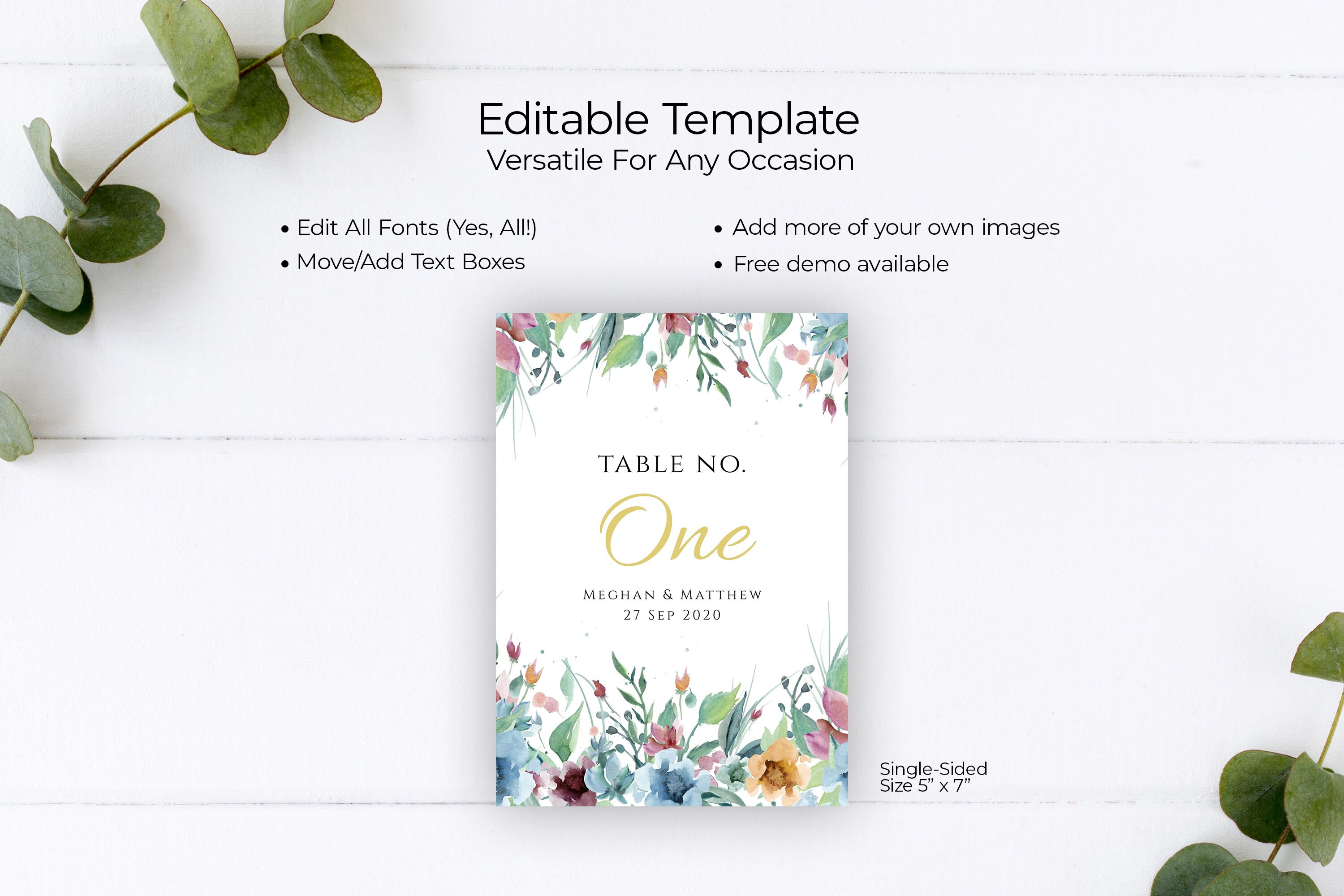 Colorful Flowers Wedding Table Number Floral Table Number - Etsy