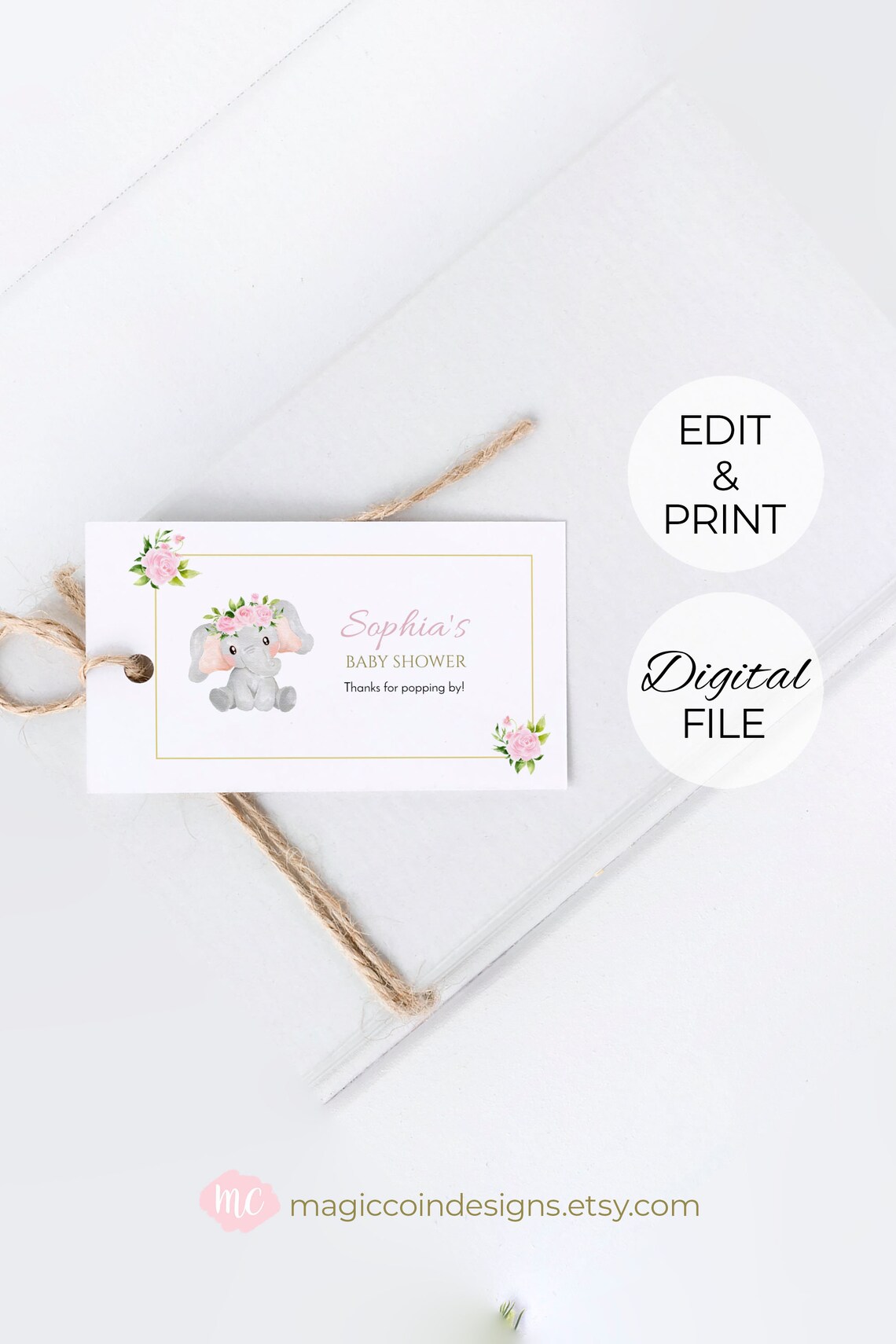 Elephant Baby Shower Favor Tag Baby Elephant Gift Tag - Etsy Singapore