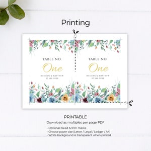 Colorful Flowers Wedding Table Number Floral Table Number - Etsy