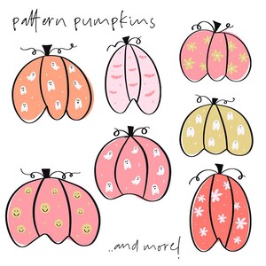 Pumpkins Clip Art, Modern Clip Art, Boho Halloween, Cute Ghosts, Spooky ...