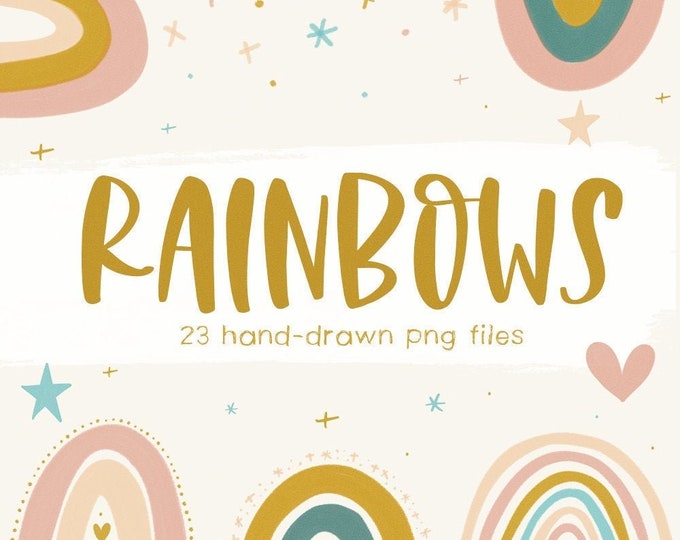 Boho Rainbows Clip Art Set | Cute Digital Images | for Scrapbooks, Card ...