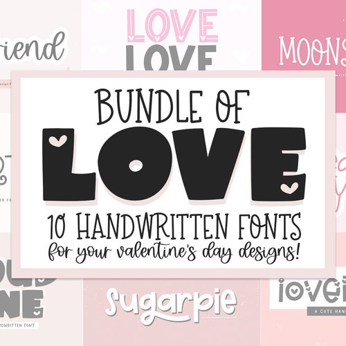 Font Bundle Valentine's Day Fonts Cute Fonts Heart - Etsy