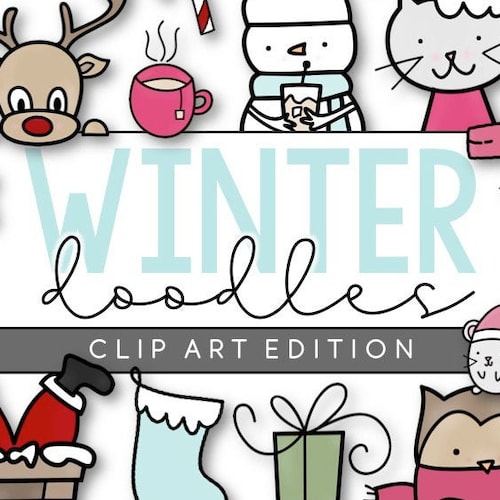 Cute Winter & Christmas Clip Art Christmas Illustrations - Etsy