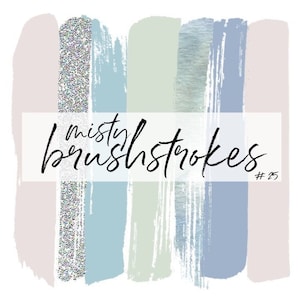 Green, Blue, Pink Brushstrokes - Pastel Watercolor Clipart [misty] - Etsy