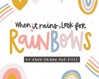 Modern Rainbows Clip Art Collection Set 2 | Etsy