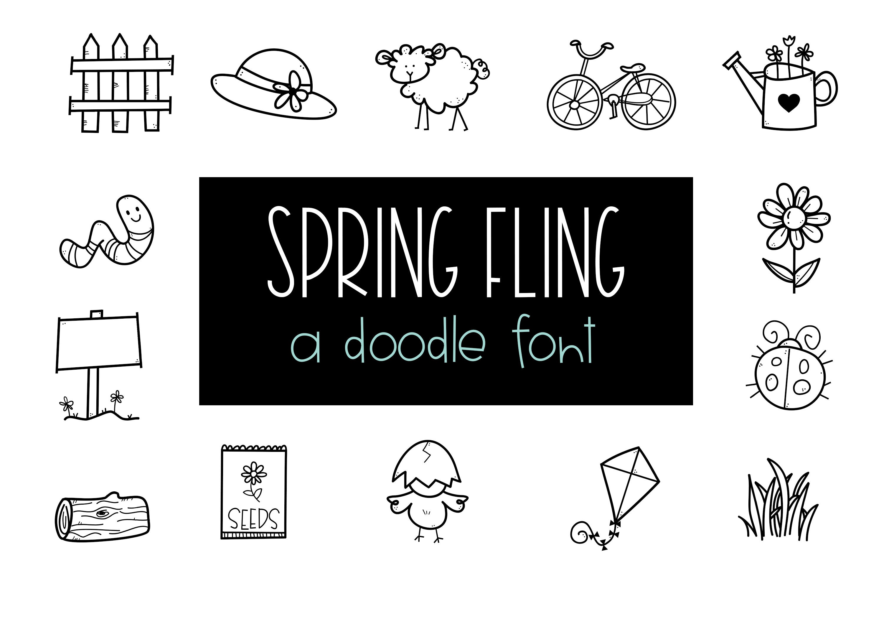 Spring Fling A Hand-drawn Doodle Font Spring Doodles TTF | Etsy