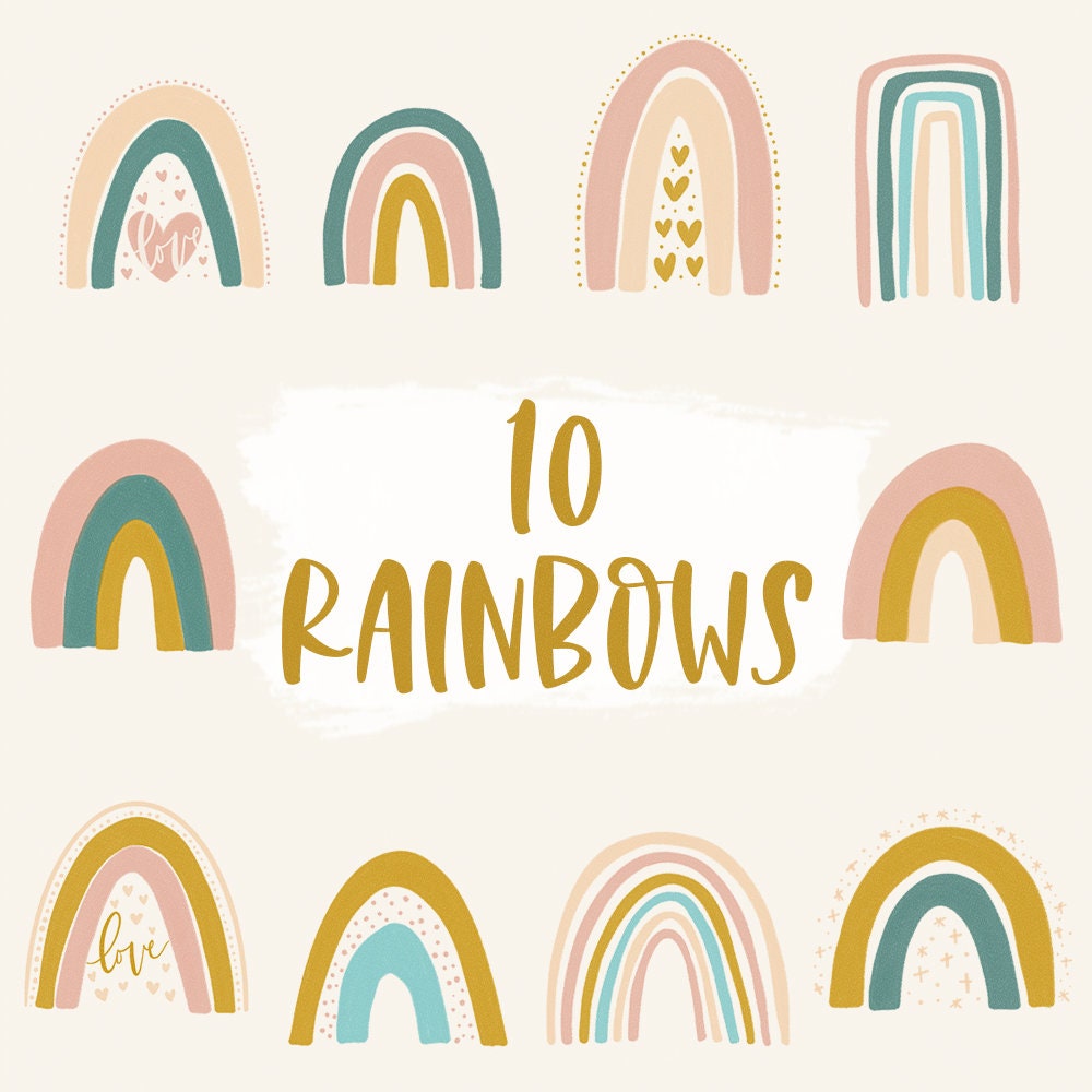 Rainbows Clip Art Modern Clip Art Collection Boho Rainbows - Etsy UK