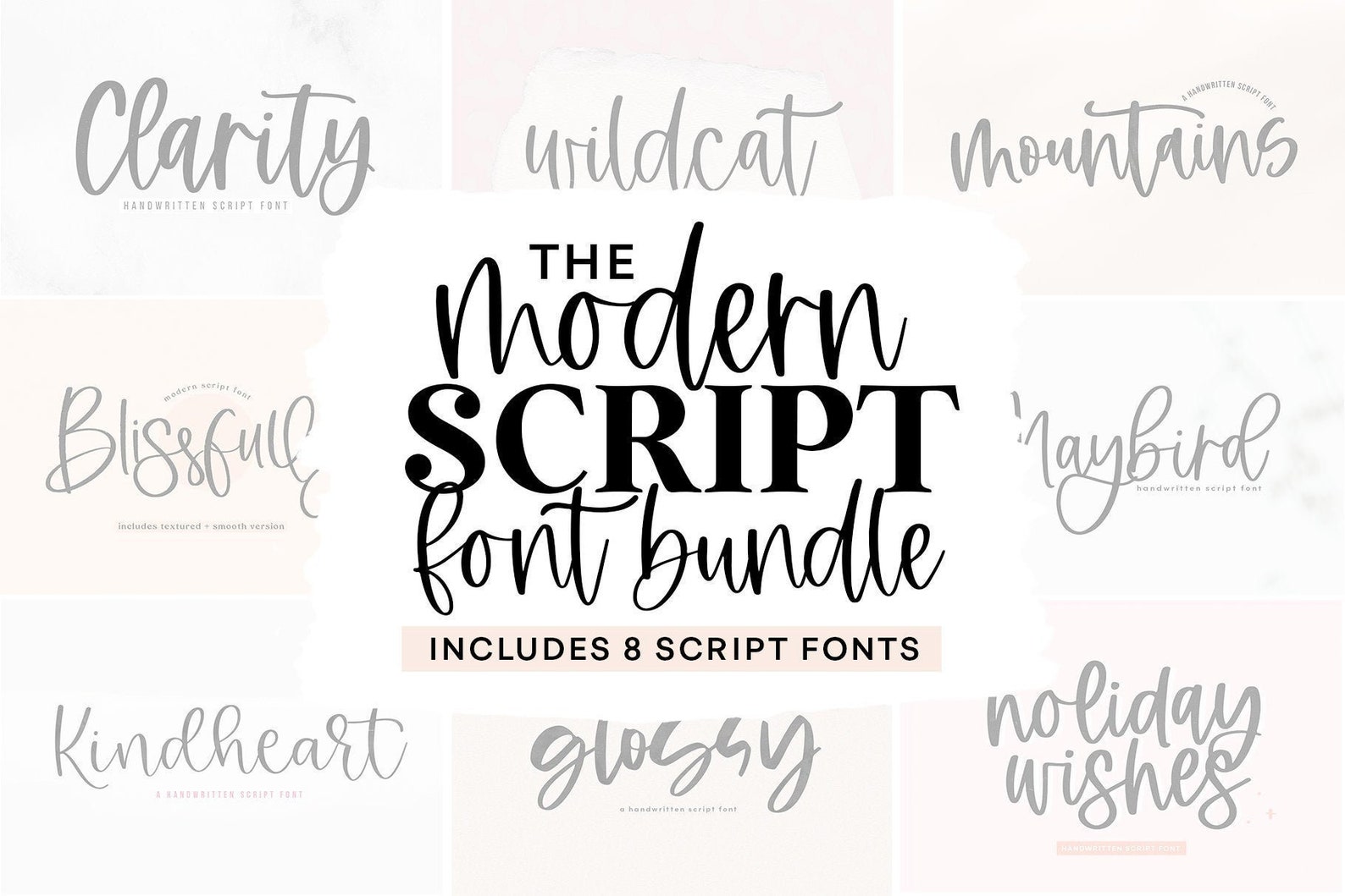 Mini Modern Script Font Bundle - Calligraphy Fonts, Handwritten Fonts ...