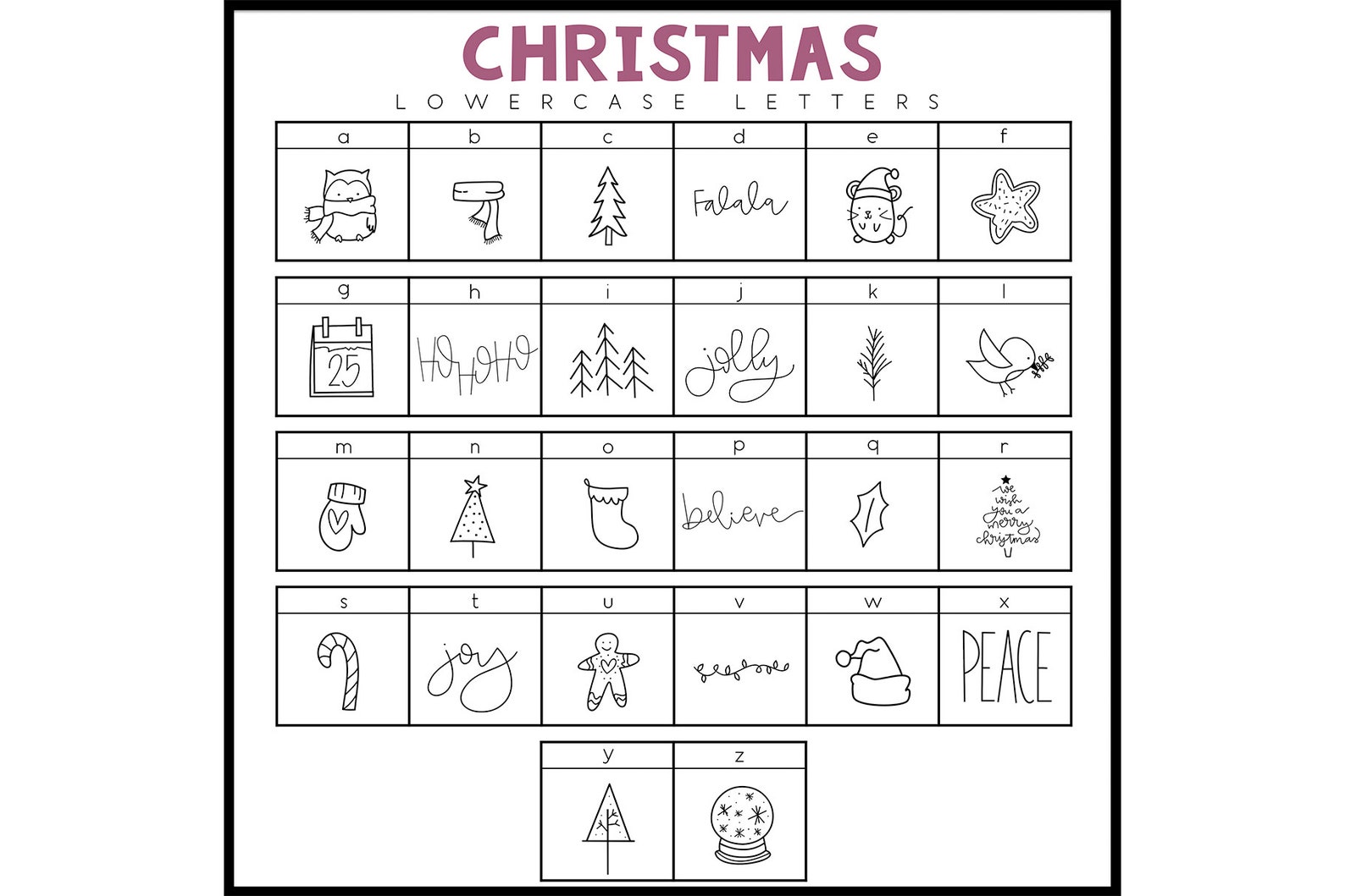 Merry and Bright A Hand-drawn Doodle Font Christmas/winter | Etsy