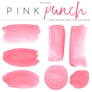 Watercolor CORAL PINK PUNCH Swatches - Watercolor Clipart ...