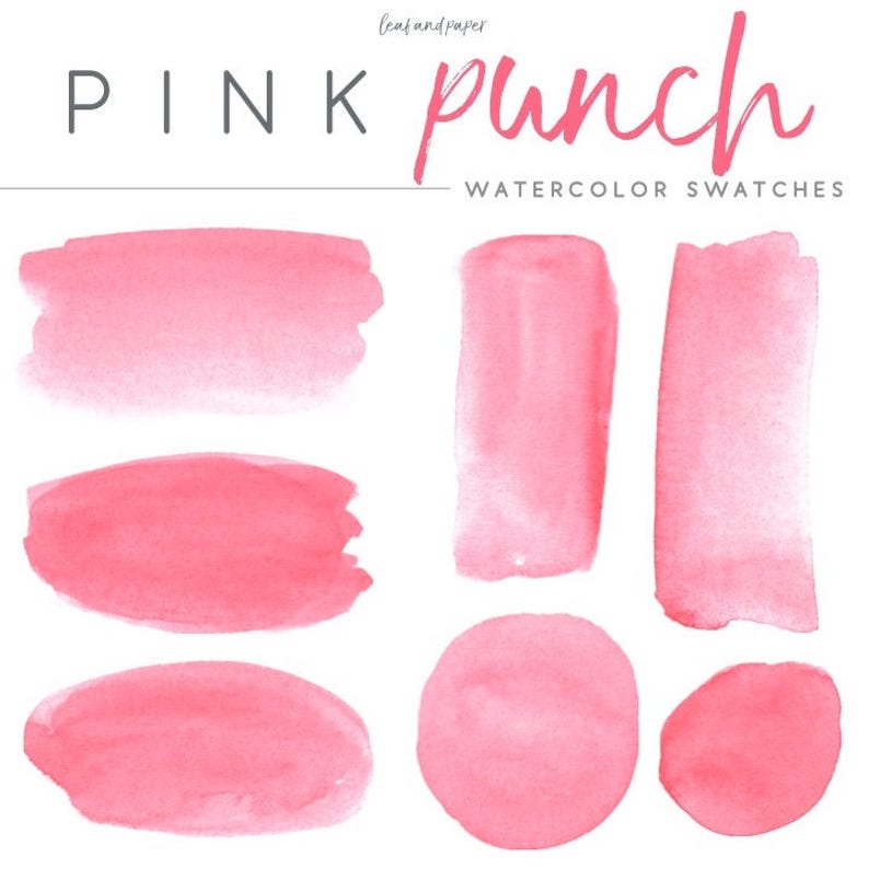 Watercolor CORAL PINK PUNCH Swatches - Watercolor Clipart ...
