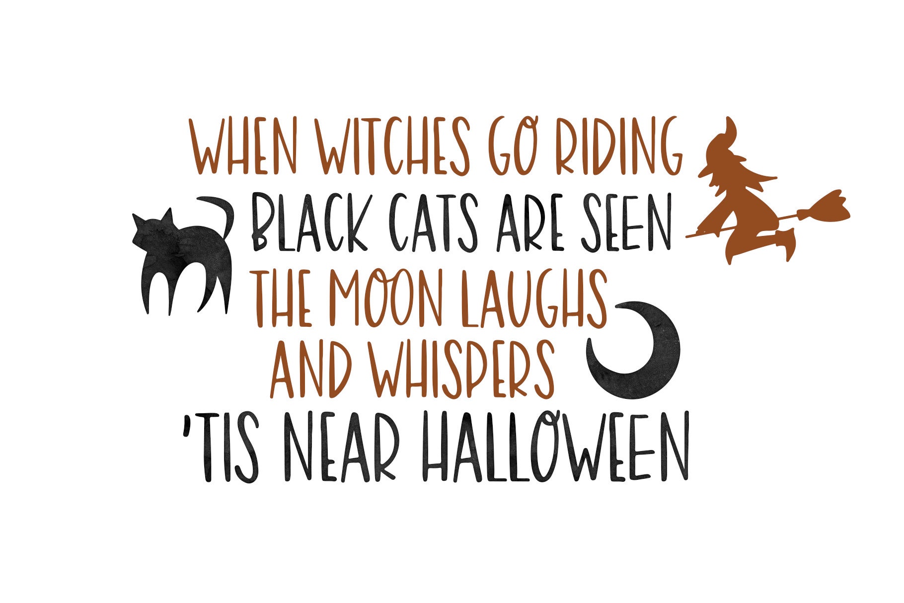 Halloween Moon Halloween Font With Spooky Silhouettes - Etsy