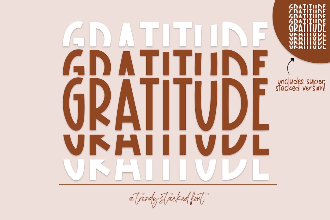 Gratitude - Fun Stacked Font, Mirror Font, Stacked Letters, Fonts for ...