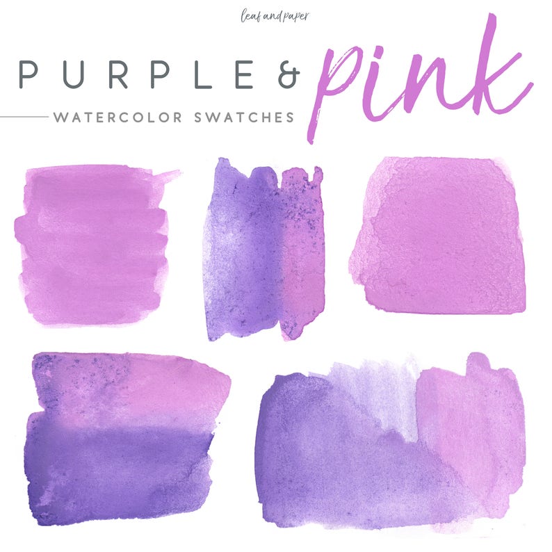 Watercolor PINK & PURPLE Ombre Swatches Watercolor Clipart - Etsy