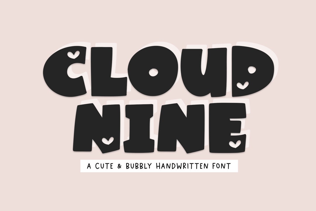 Cloud Nine Font - Valentines Day Font, Cute Font, Hearts Font, Cricut ...