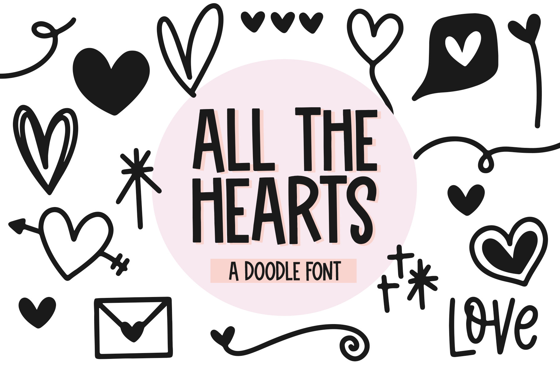 All the Hearts Doodle Font Hearts Font Fonts for Cricut | Etsy